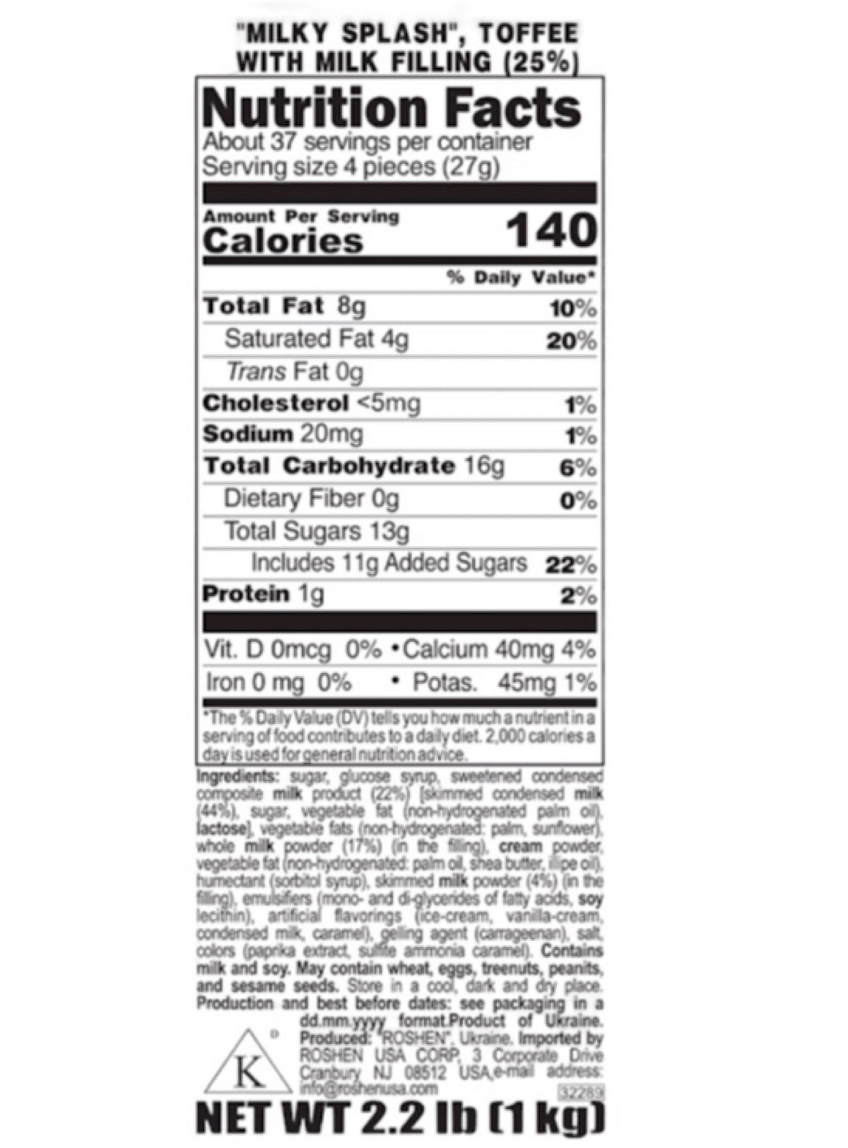 Toffee Milky Splash - Roshen - 40g – Elona Market