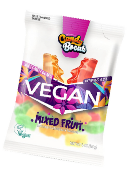 Vegan mixed fruit gummy bears- Candy Break - 4oz – Elona Market